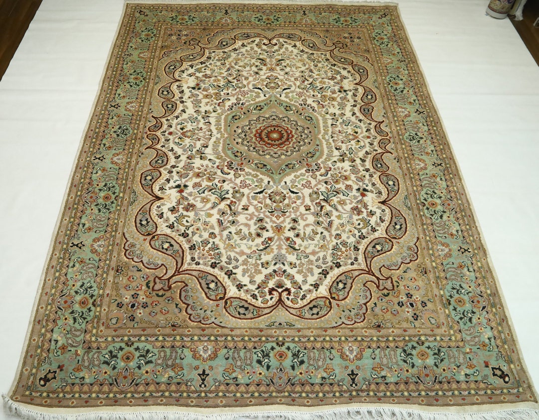 6x9 Oriental High Quality Area Rug - Beige Persian Style Hand Made ...