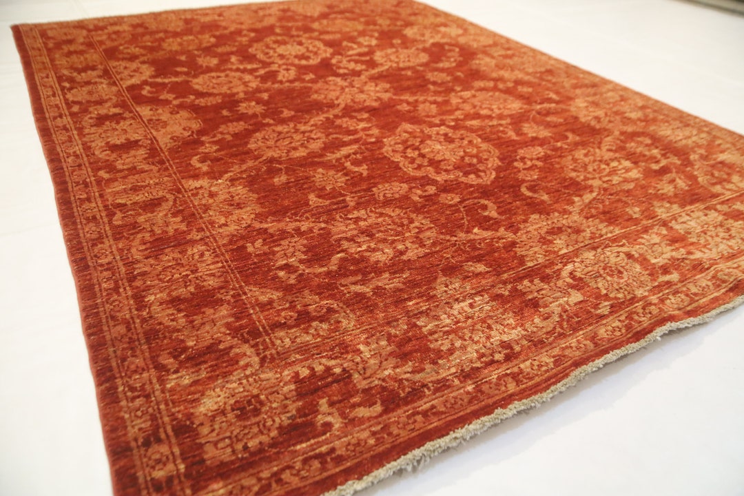 5x7 Over Rust Chobi Area Rug - Afghan Hand Made Floral Fine Quality ...