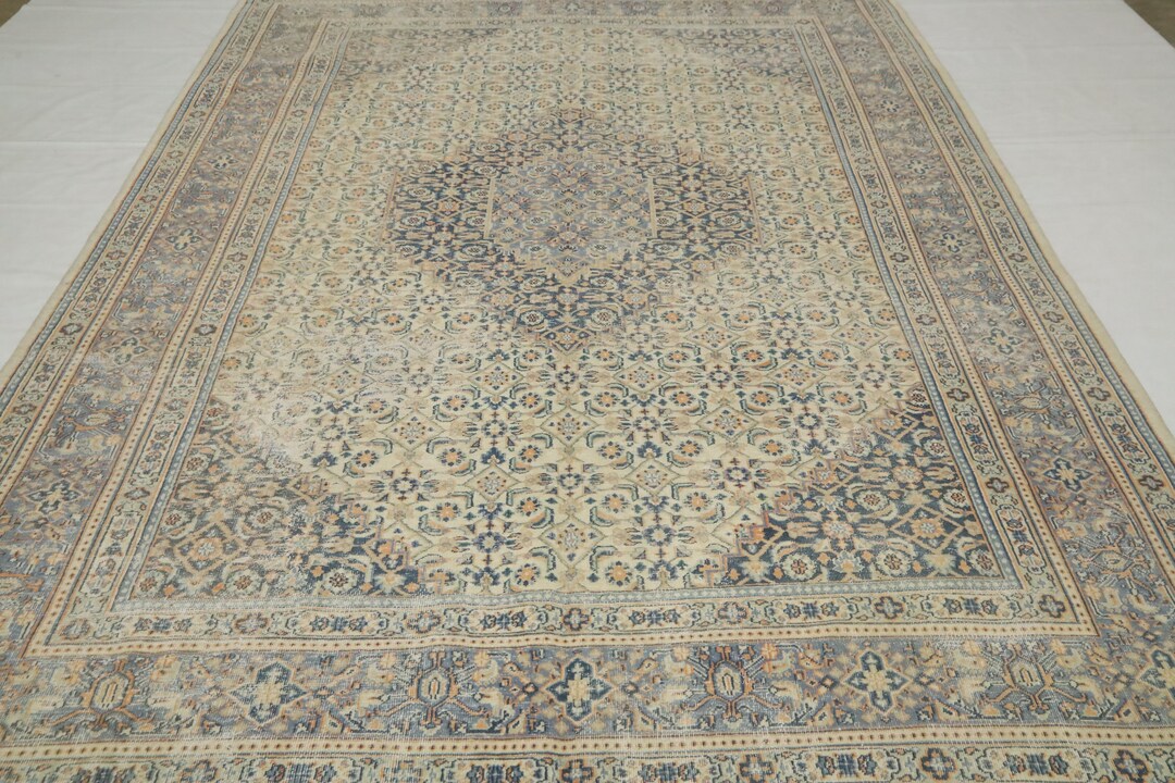 6x10 Distressed Ardabil Area Rug Beige Gray Persian Style Handmade Low ...