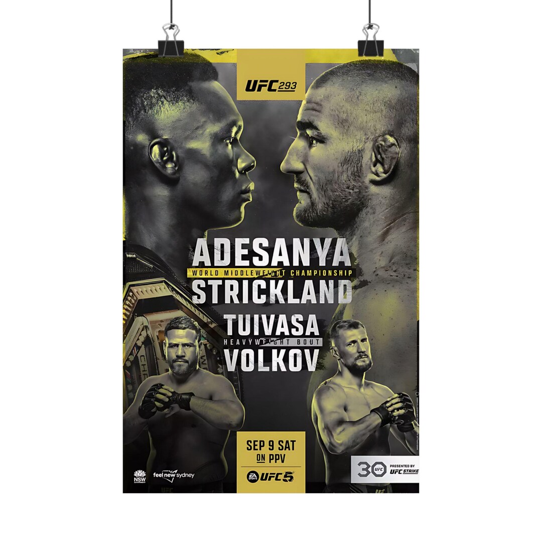 UFC 293 Israel Adesanya Vs Sean Strickland Middleweight Title Poster ...