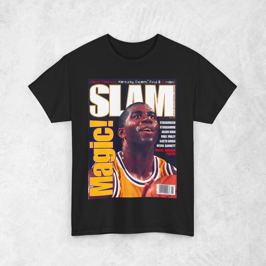 Magic Johnson Shirt, Los Angeles Lakers LA NBA SLAM Cover T-shirt ...