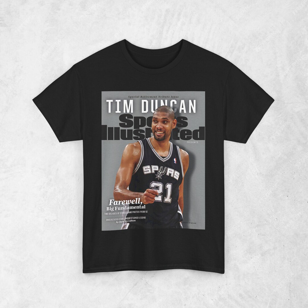 Tim Duncan Shirt, San Antonio Spurs NBA SI Cover T-shirt, Unisex Sports ...
