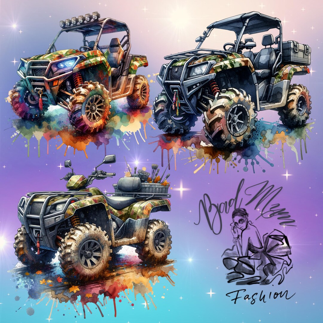Vibrant Offroad ATV Art Prints - Digital Camo Adventure Art - Instant ...