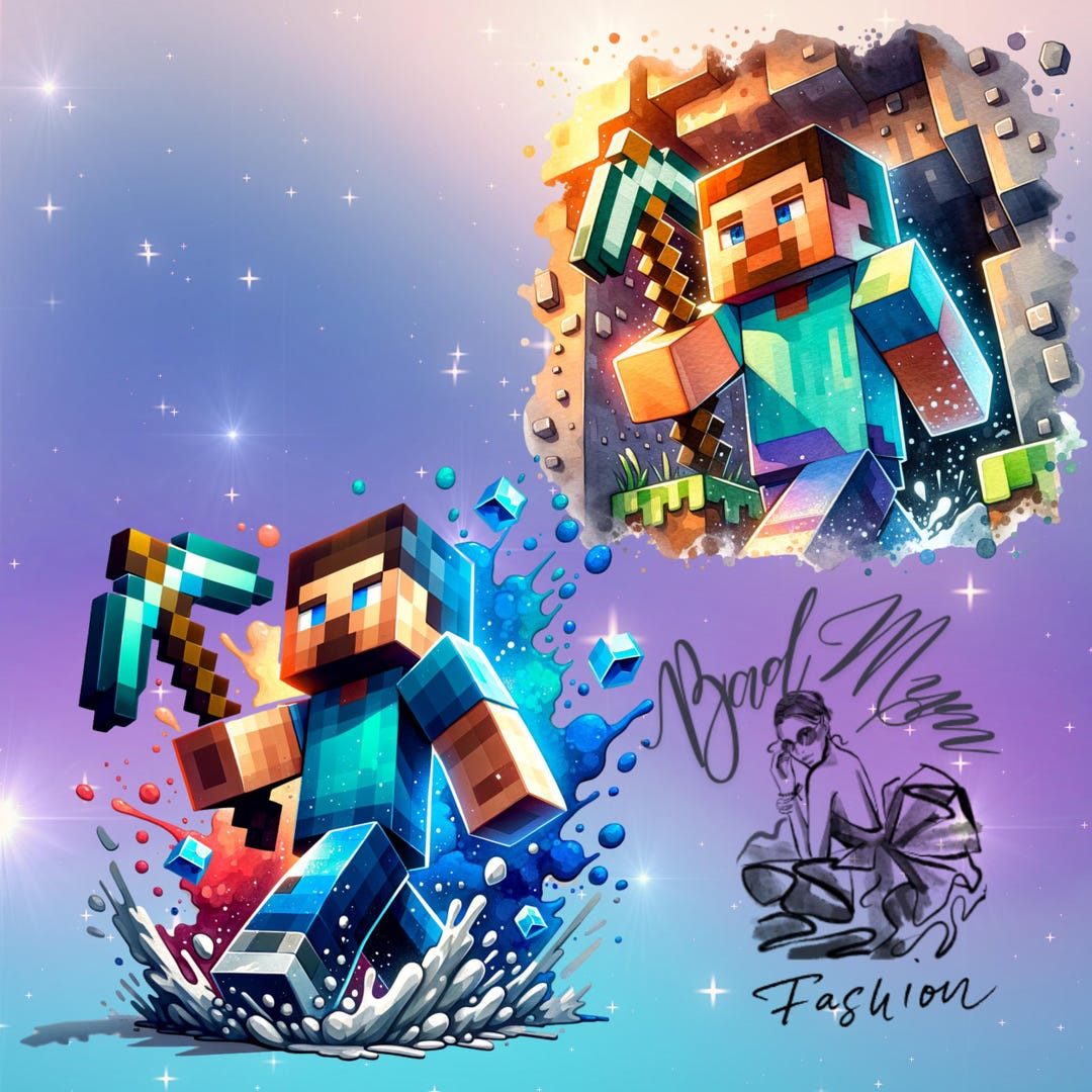 Epic Minecraft Art Sale: Diamond Pickaxe Adventures! Unique Prints of ...