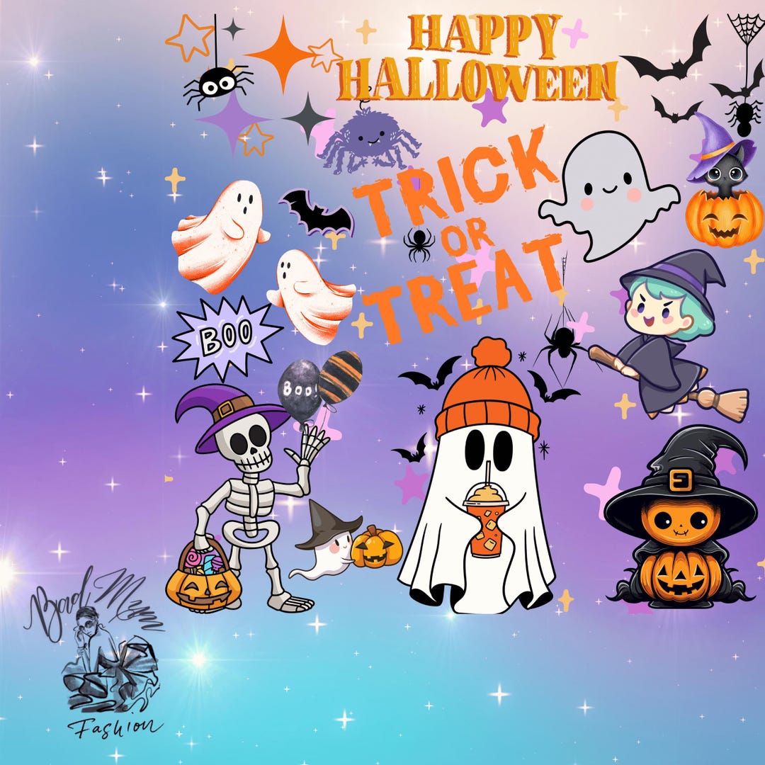 Spooky Cute Halloween Clip Art Set - Trick or Treat Digital Graphics ...