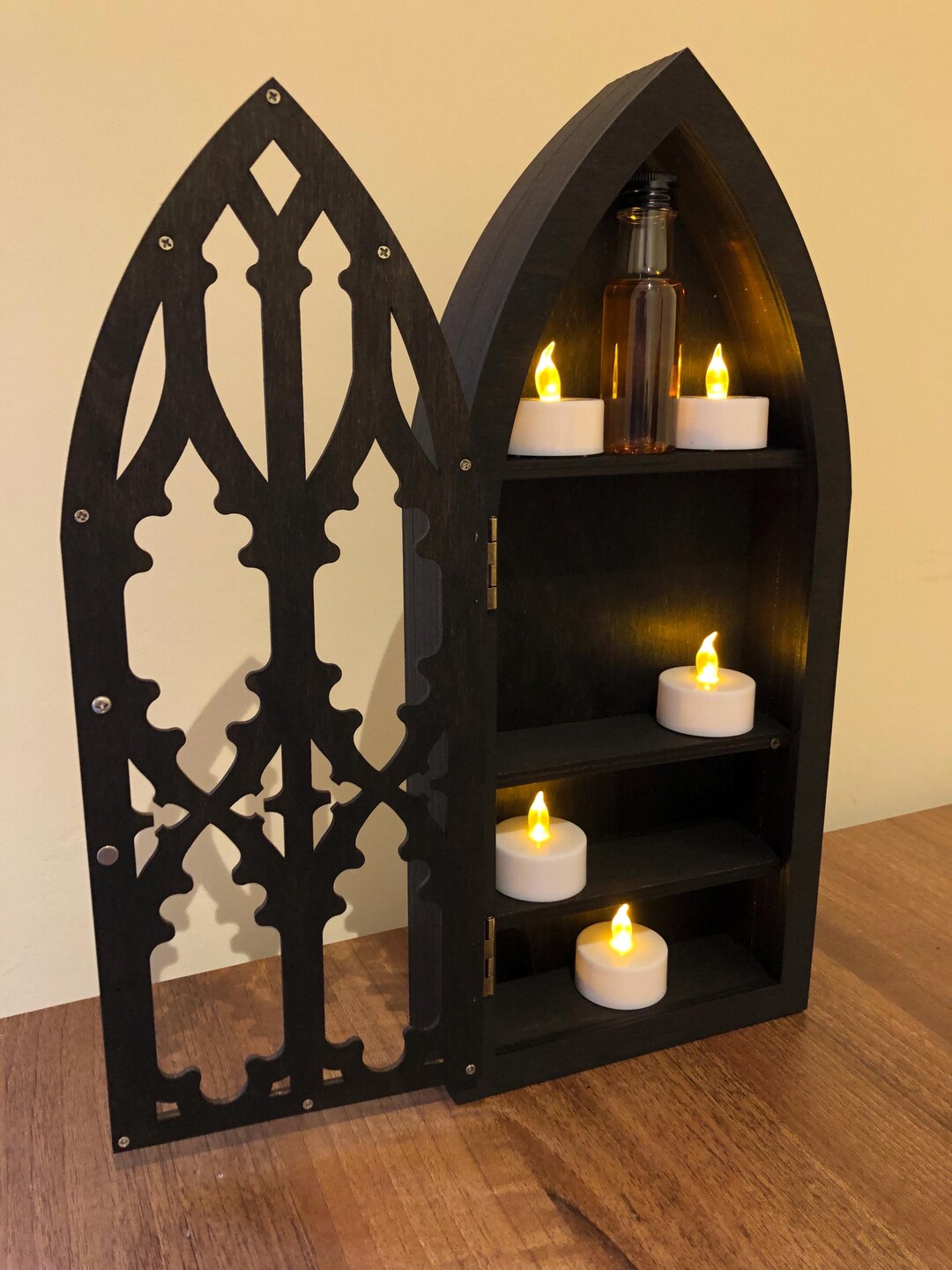 Gothic Cathedral Window Apothecary Shelf Cabinet for Trinkets, Crystals ...
