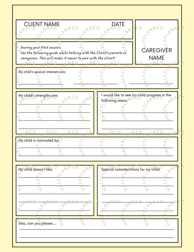 Caseload Summary Sheet | Printable ABA Therapy Organizer | RBT Case ...