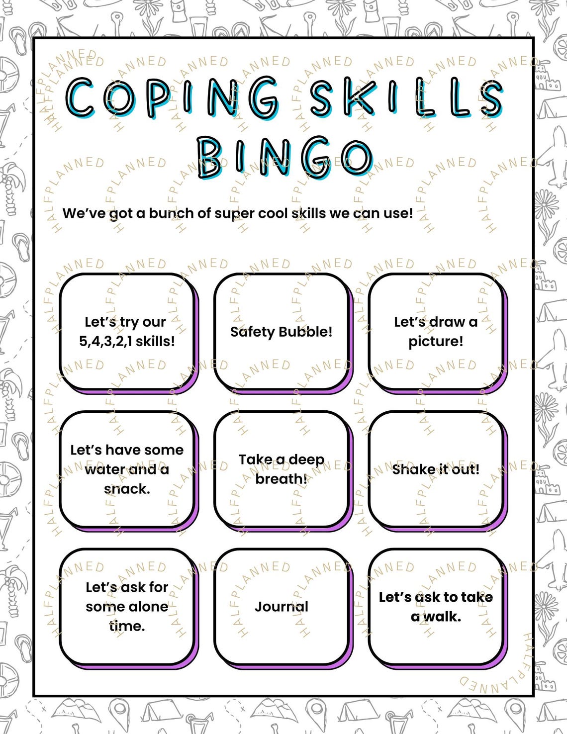 Coping Skills Bingo Game | SEL Activity for Kids | ABA Therapy ...