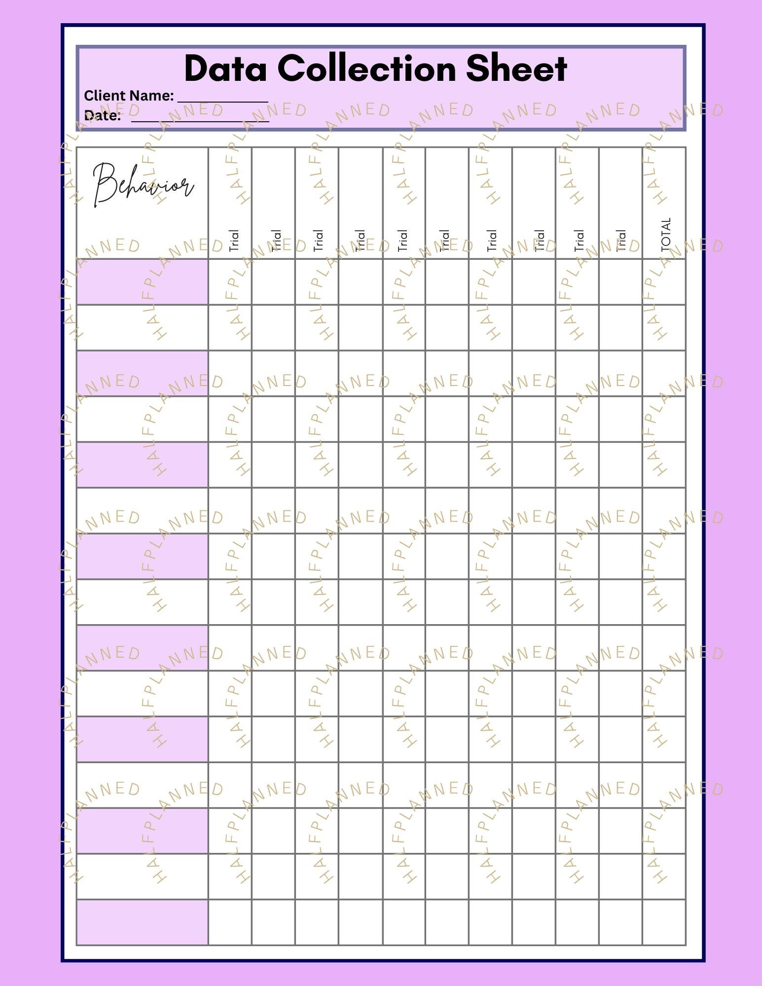 Caseload Summary Sheet | Printable ABA Therapy Organizer | RBT Case ...