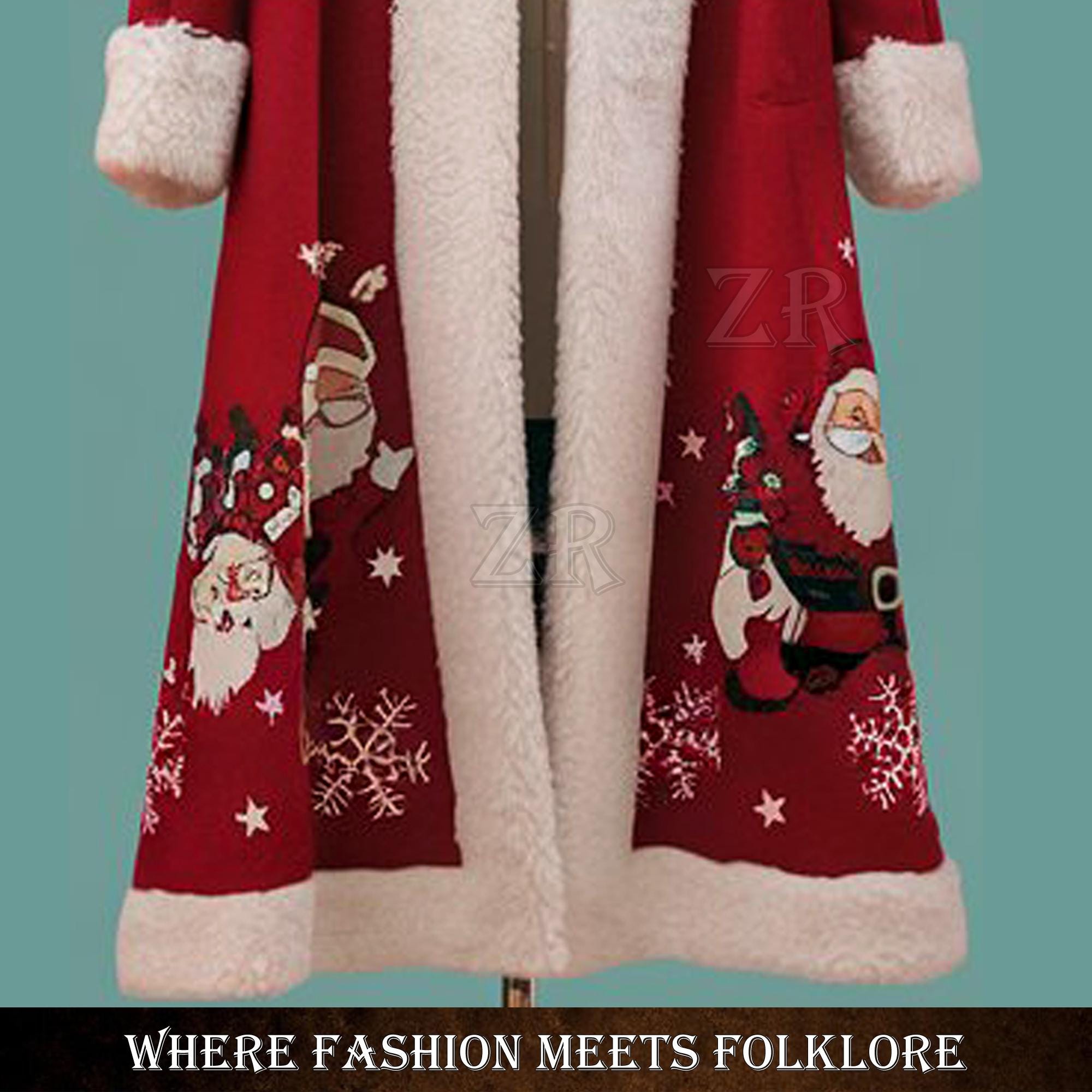 Santa Claus Vintage Santa-inspired Christmas Coat With Embroidered ...