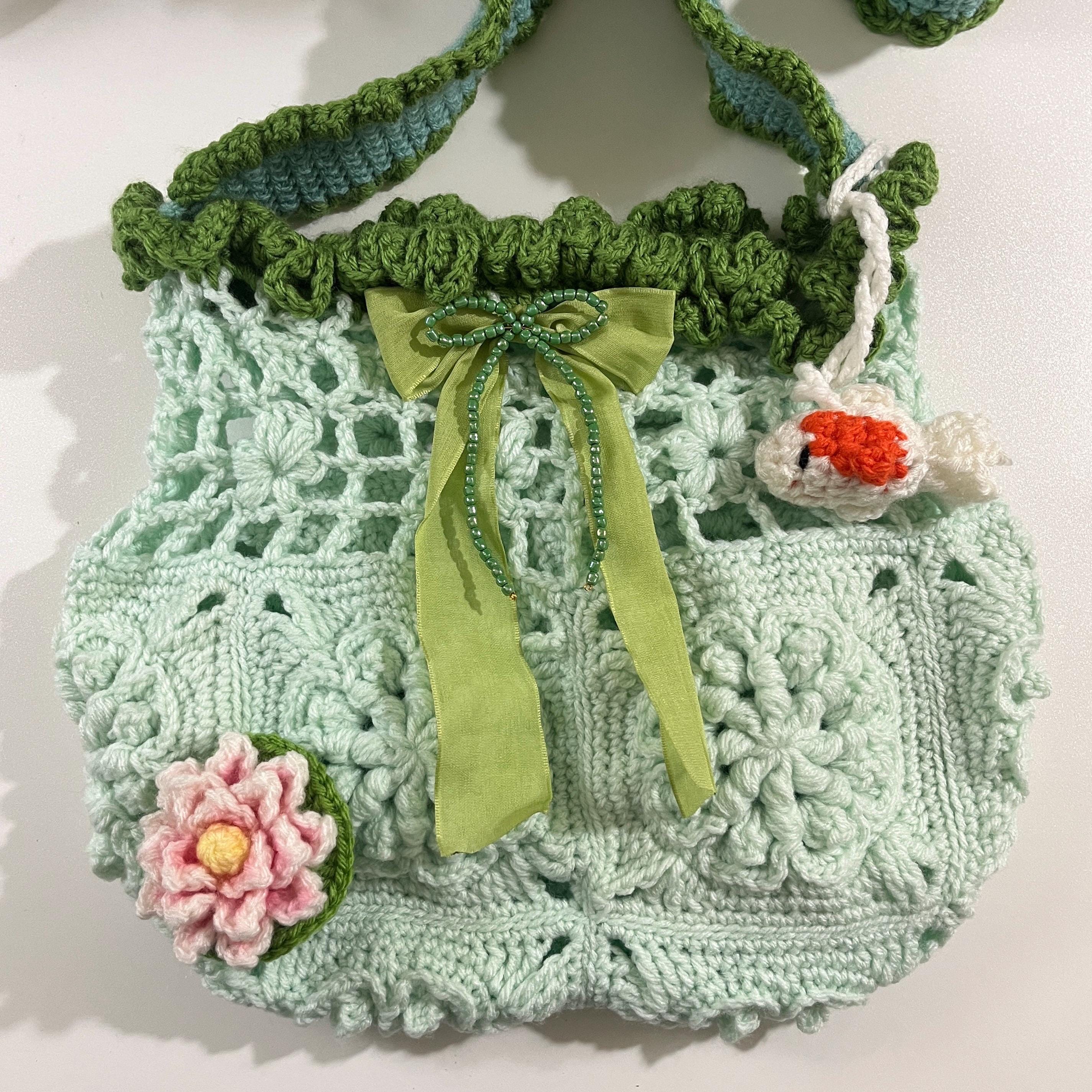 Handmade Crochet Pond Sea Bag, Crochet Shoulder Bag, Spring Bag ...