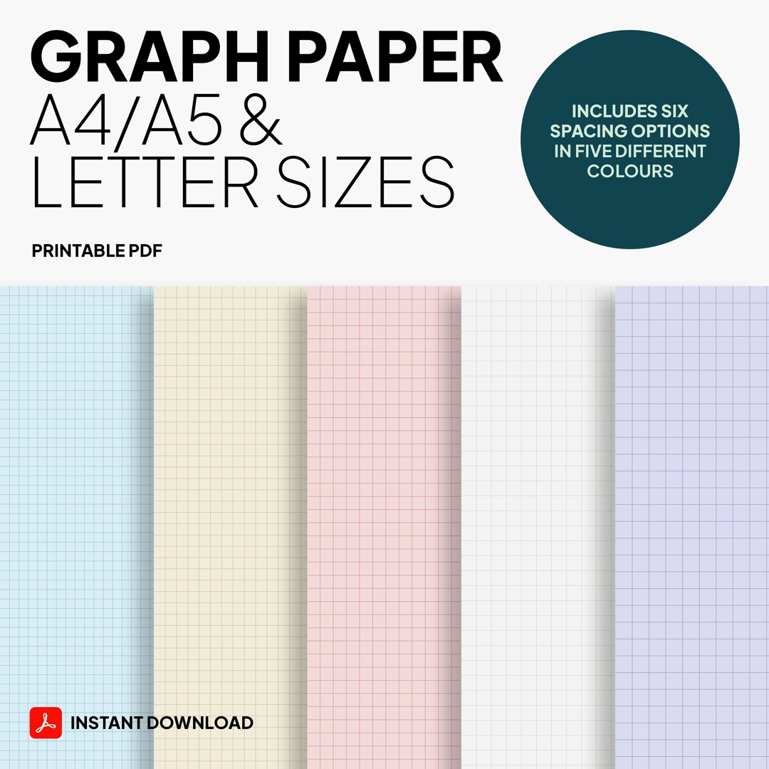 Pastel Graph Paper Bundle, Graph Grid Paper Pack, Note Taking Grid, A4 ...