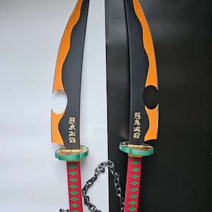 Tengen Swords Demon Slayer - Set of 2 + Chains Cosplay Prop - Etsy
