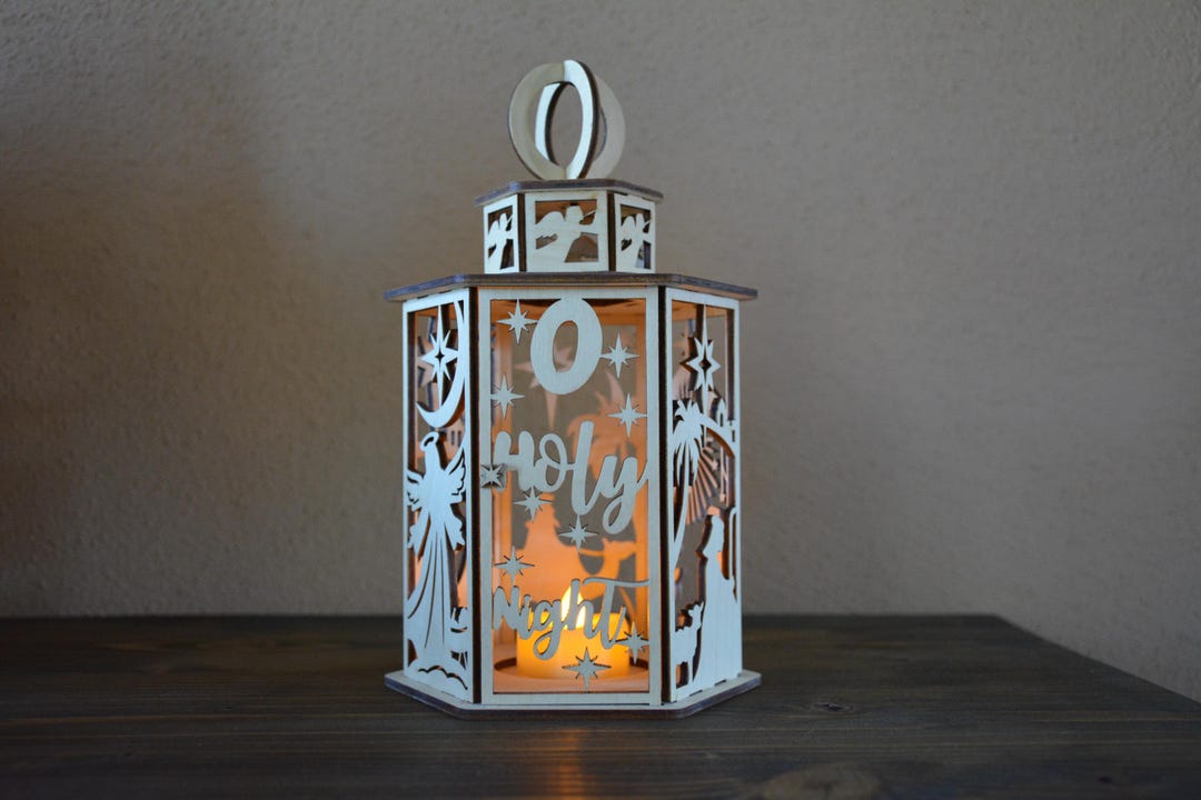 Paintable DIY Nativity Scene Lantern - Unassembled Laser-cut “O Holy ...