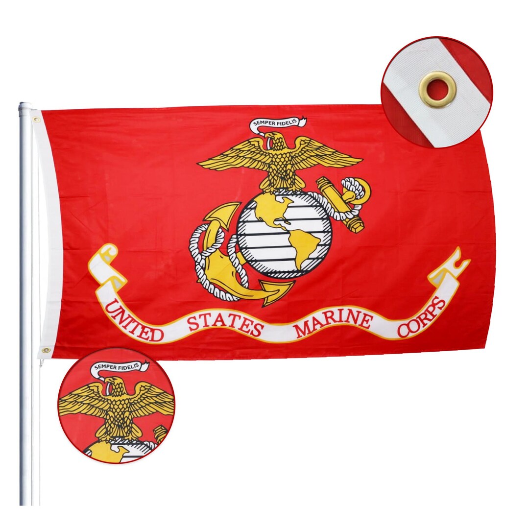 U.S. Marines Flag 3x5, USMC Flag, Double-sided 210D Polyester, Durable ...