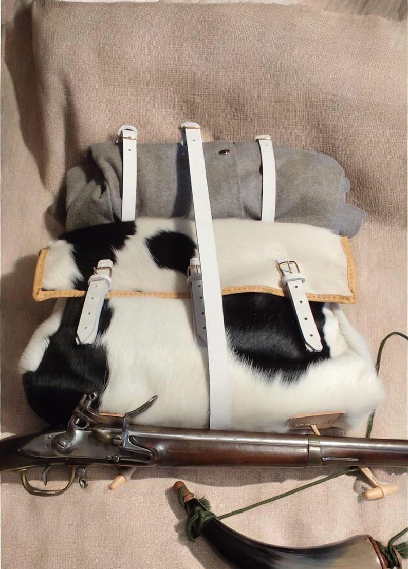 French Napoleonic Backpack for Historical Reenactment | Cow Hide | 18th ...