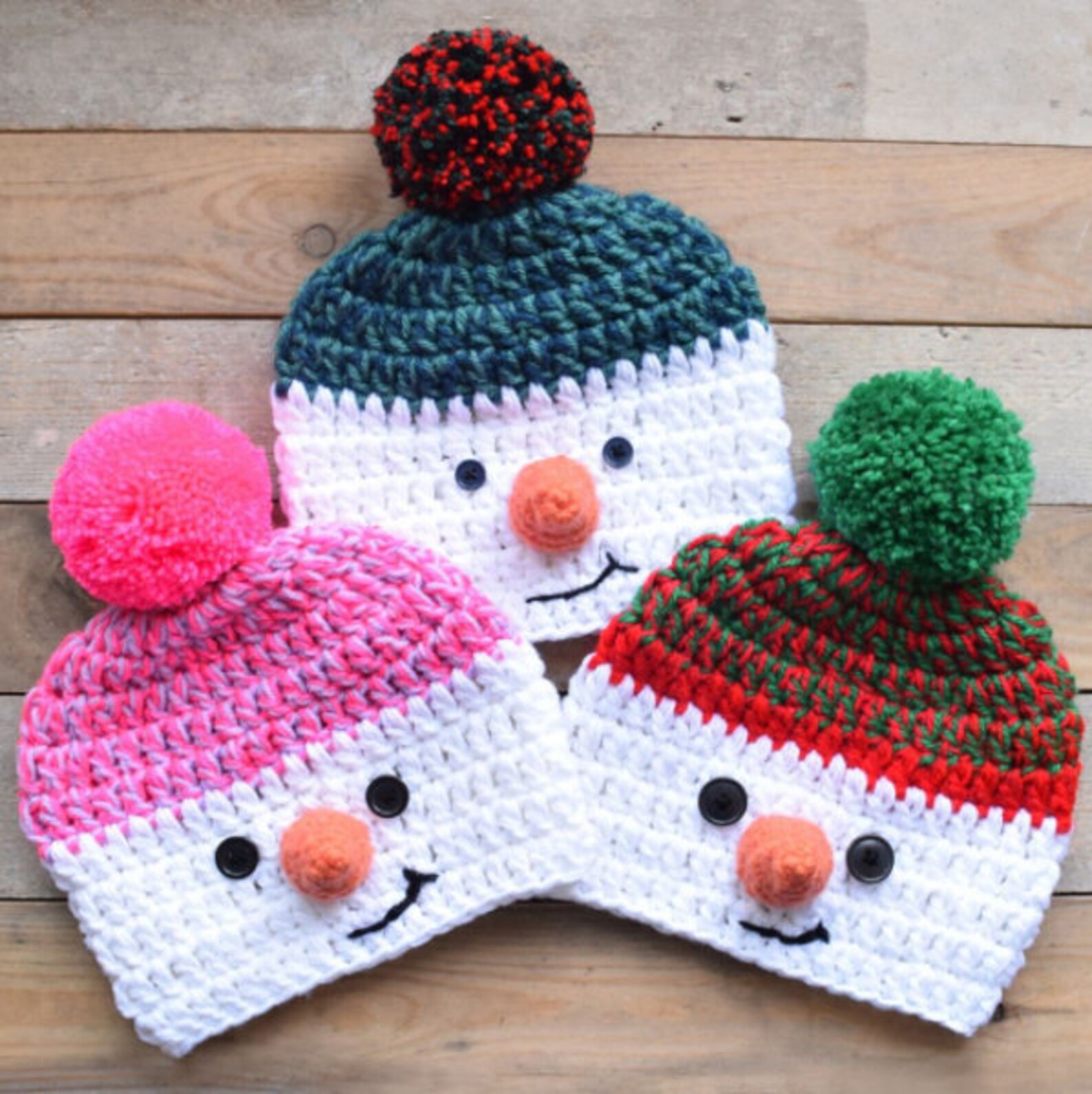 Snowman Baby Beanie Cap Chunky Warm Winter Crochet Pompom - Etsy UK