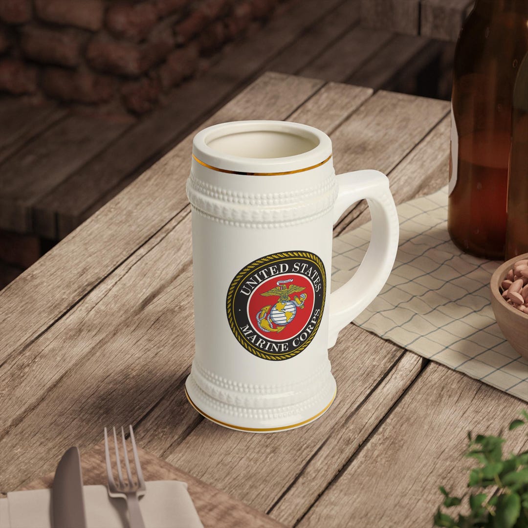 USMC Bulldog Logo Beer Stein, Ceramic Military Emblem Mug - Etsy