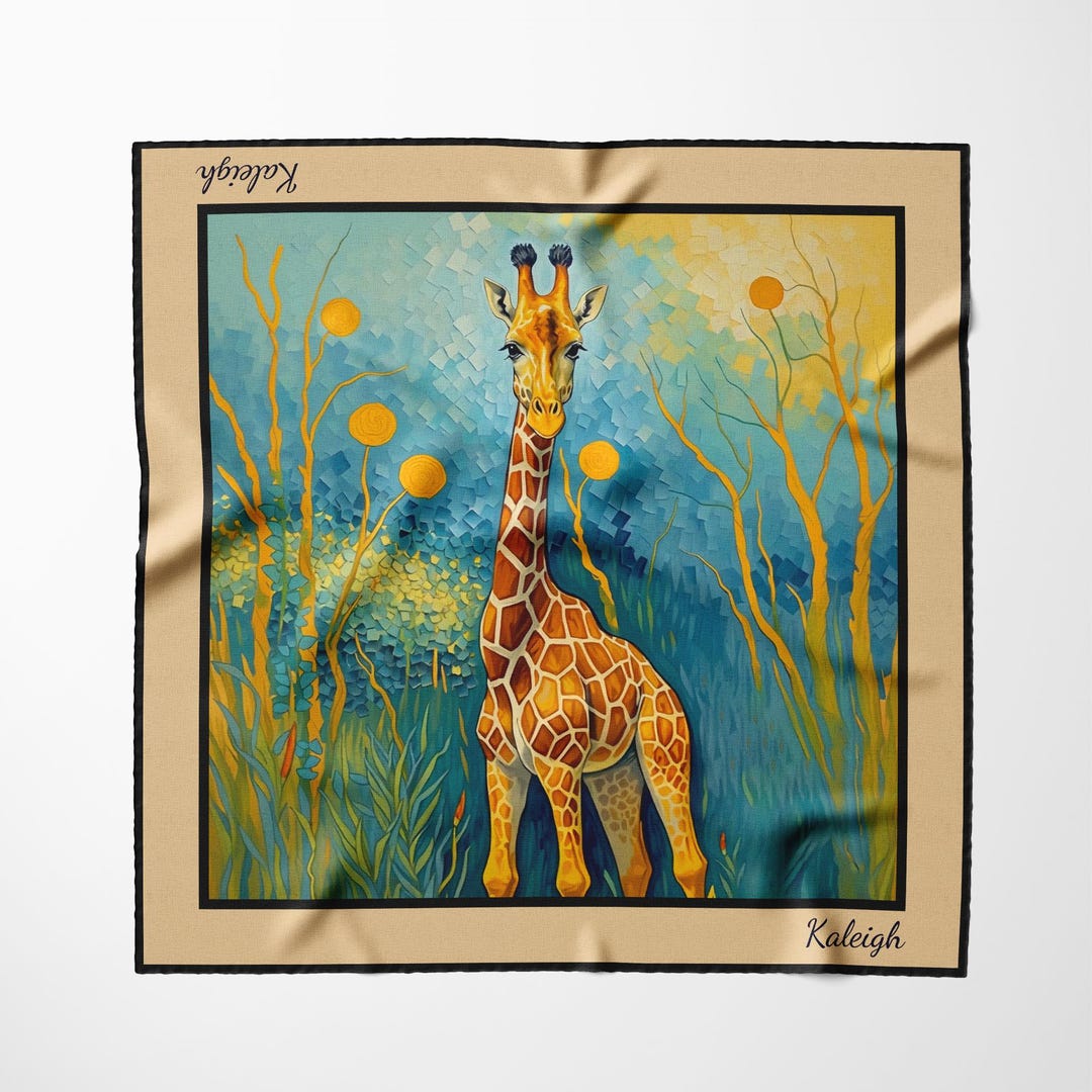 Personalized Giraffe Print Scarf, Safari Aesthetic, High Quality ...