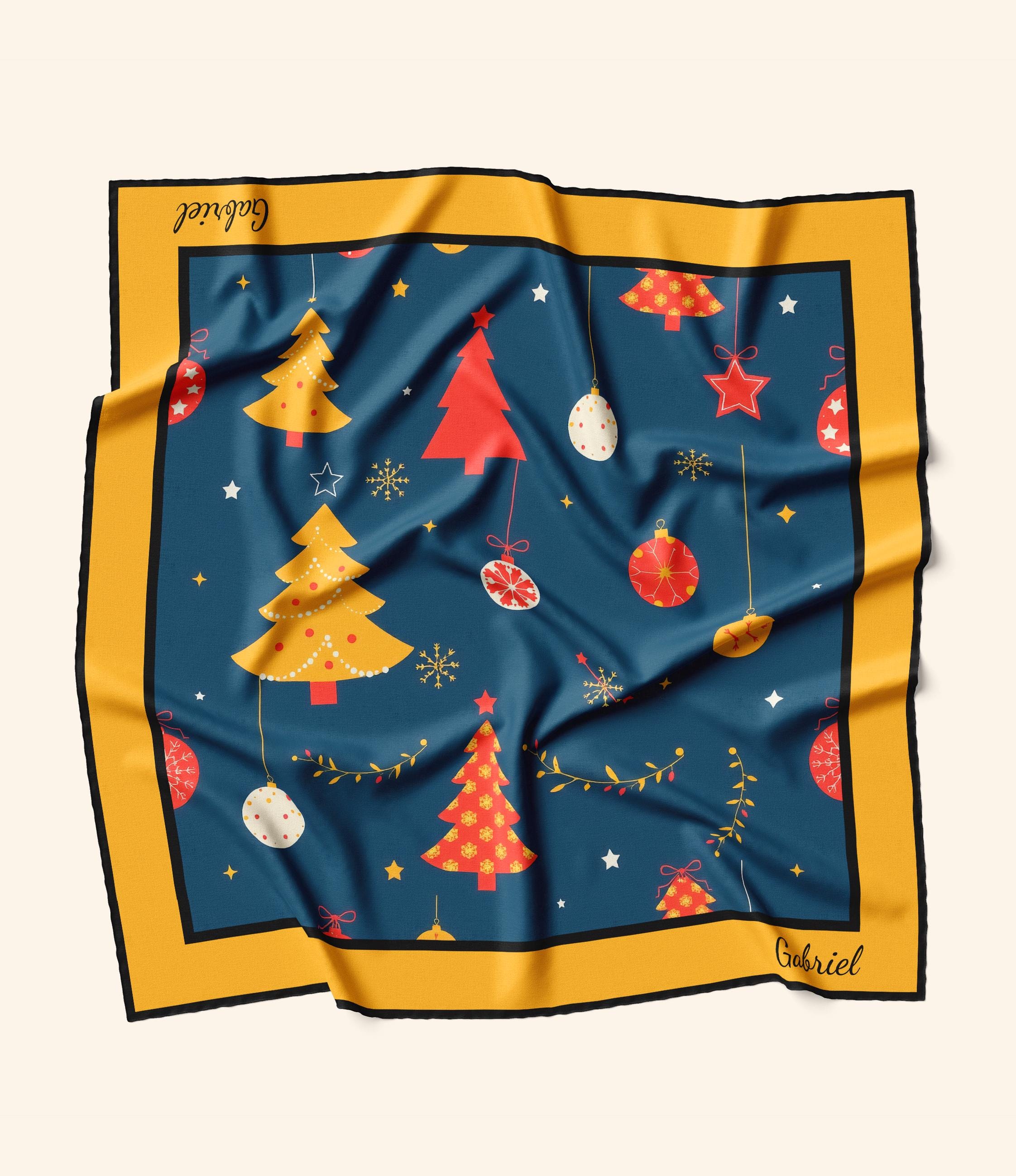 Personalized Christmas Satin Scarf, Holiday Print Bandana - Etsy