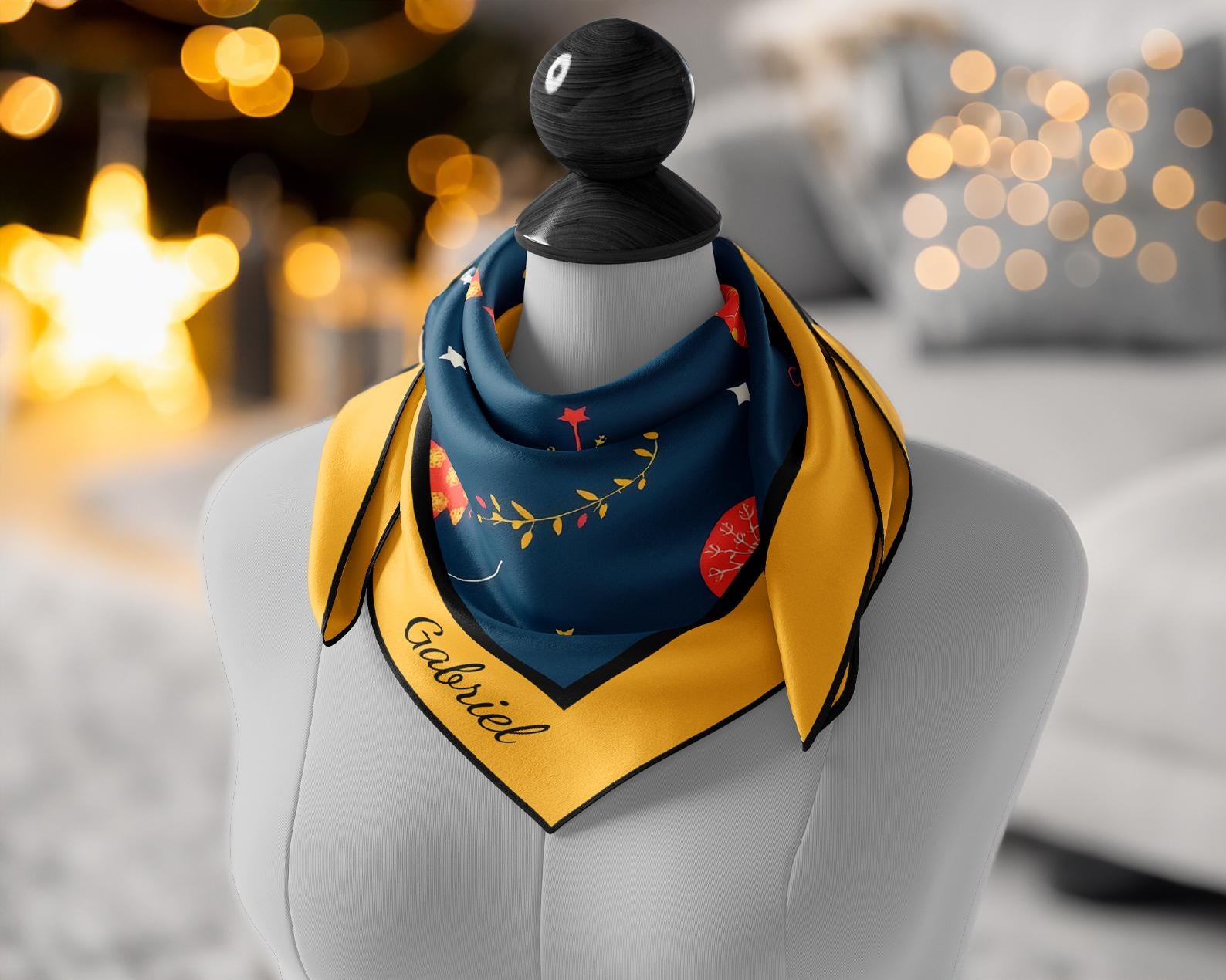 Personalized Christmas Satin Scarf, Holiday Print Bandana - Etsy