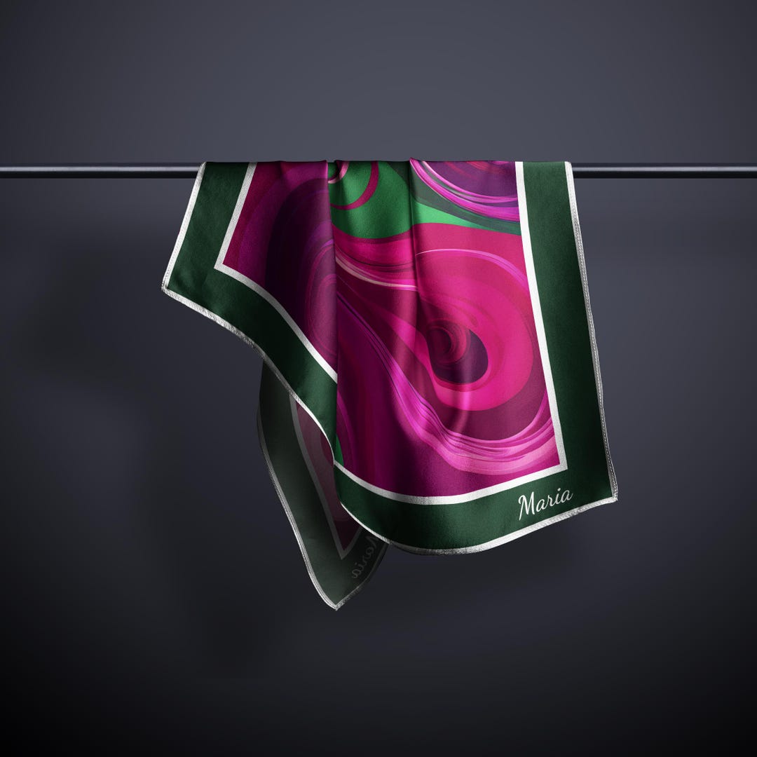 Personalized Silk Scarf, Pink Abstract Swirl, Square Carnival Scarf - Etsy