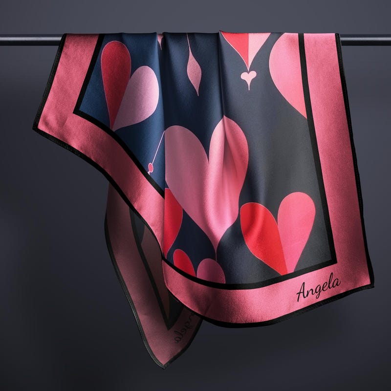 Pink Heart Silk Scarf - Etsy