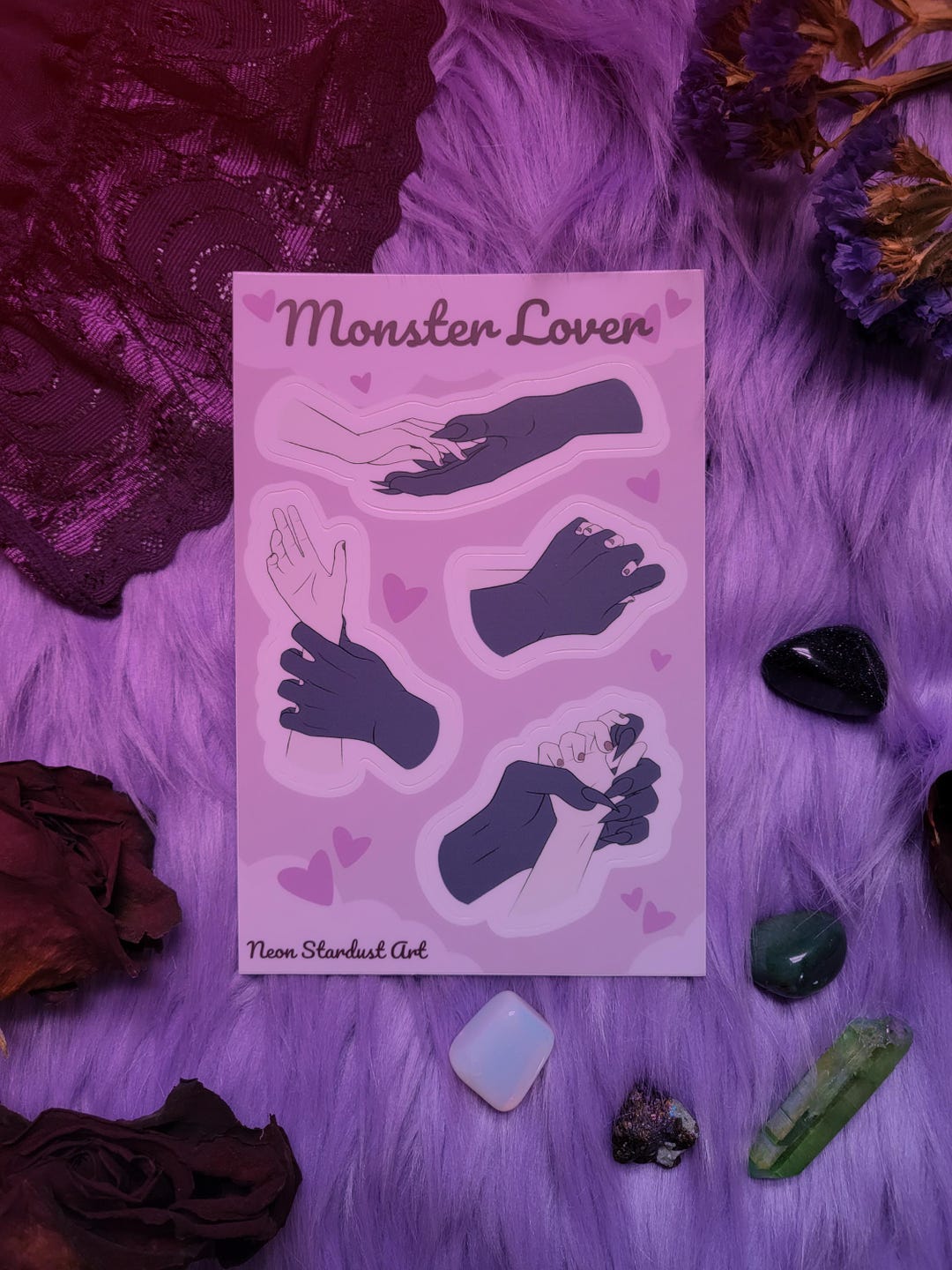 Monster Lover Hand Holding, Size Difference Sticker Sheet - Etsy