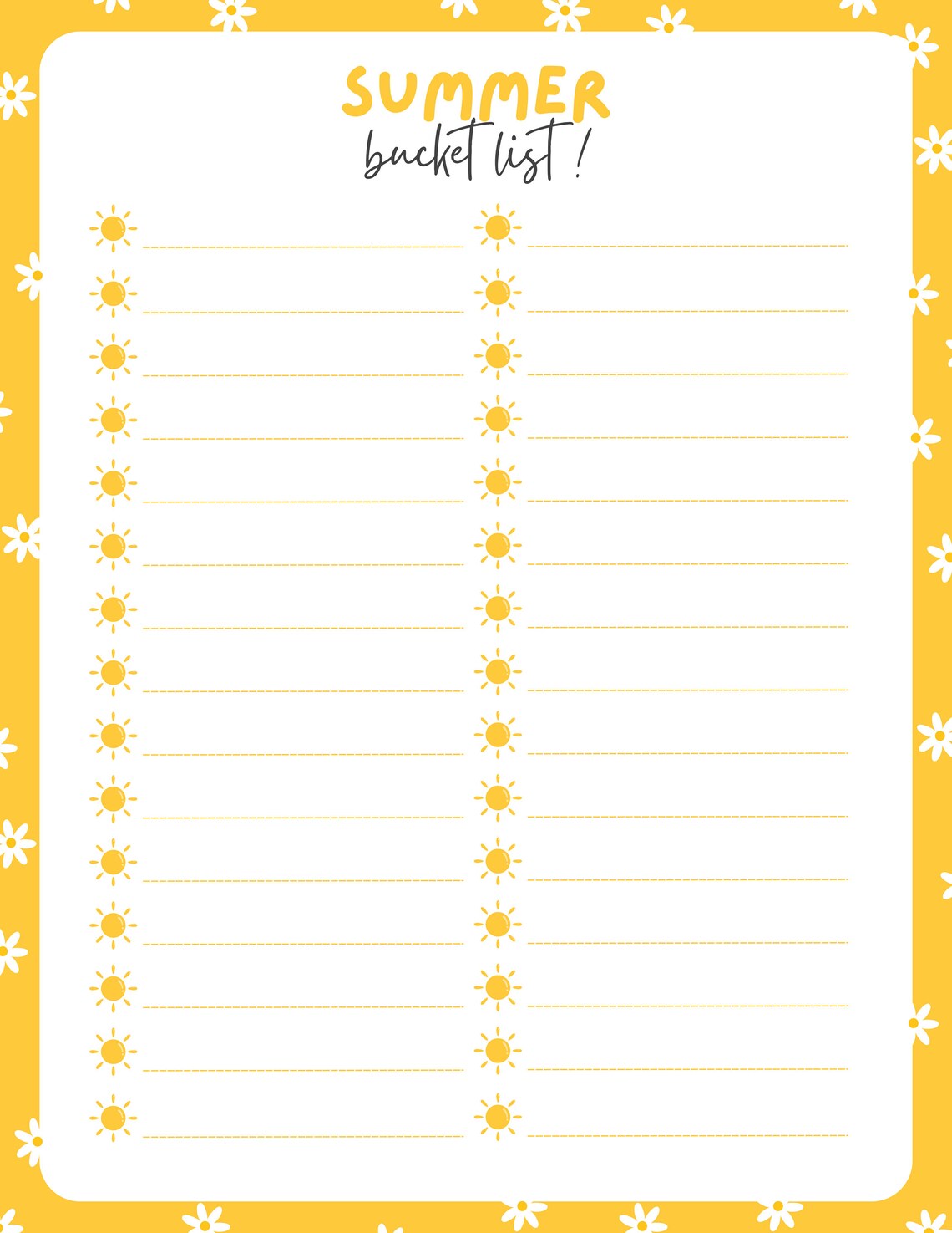 Summer Bucket List Printable - Fun Fillable PDF, High-quality Jpgs ...