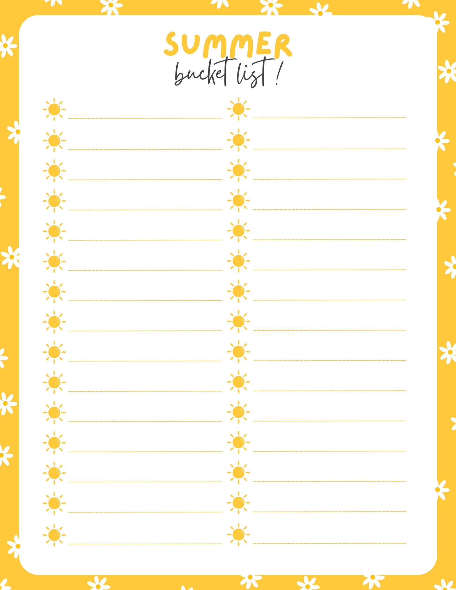 Summer Bucket List Printable - Fun Fillable PDF, High-quality Jpgs ...