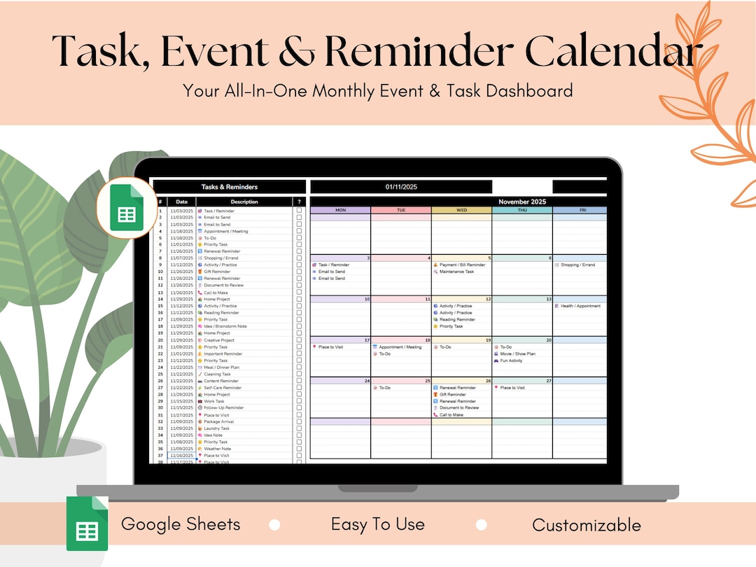 2026 Monthly Task Event Reminder Calendar | All in One Scheduler ...