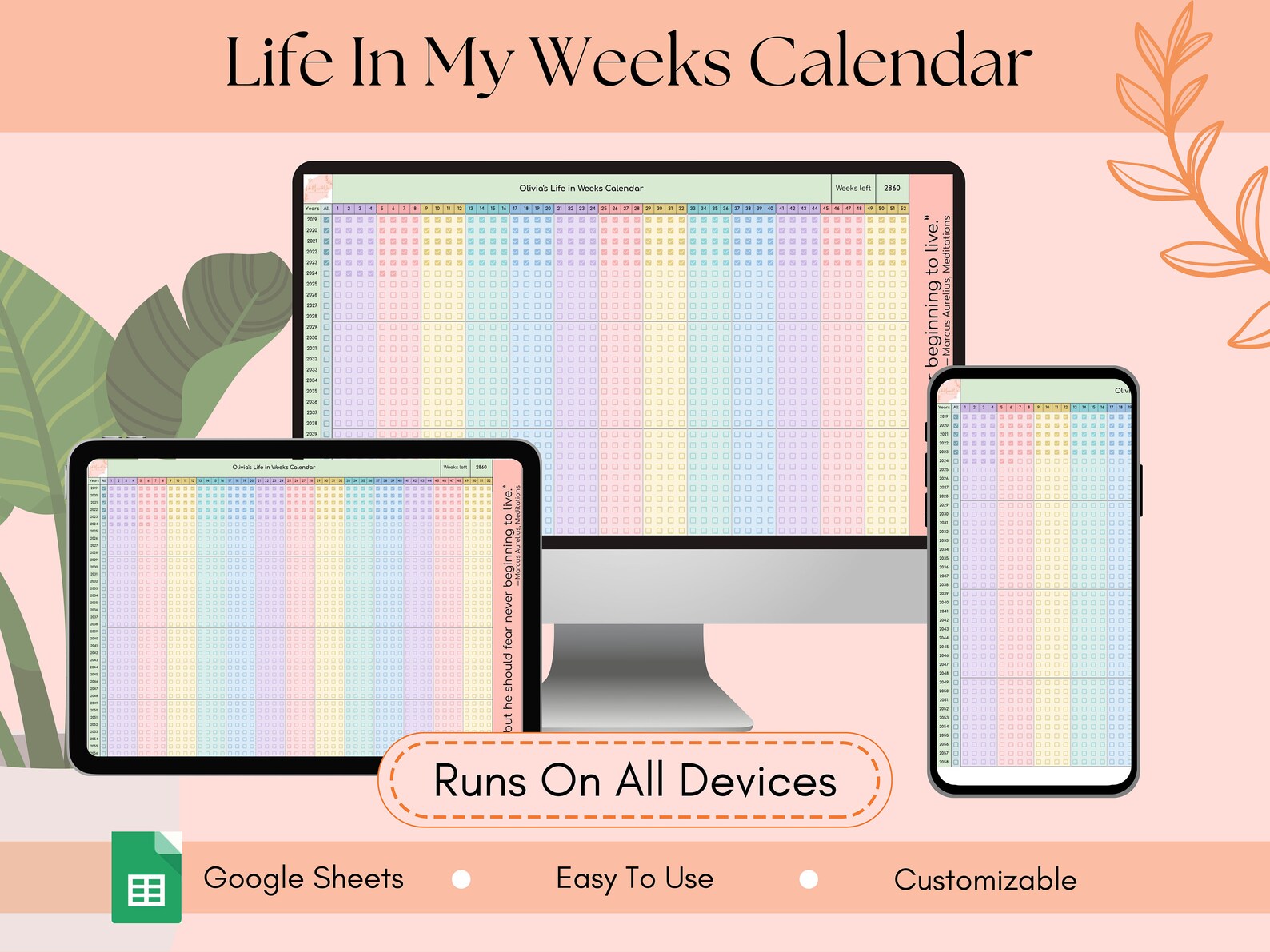 Personalized Life in Weeks Calendar Memento Mori Visual Planner ...
