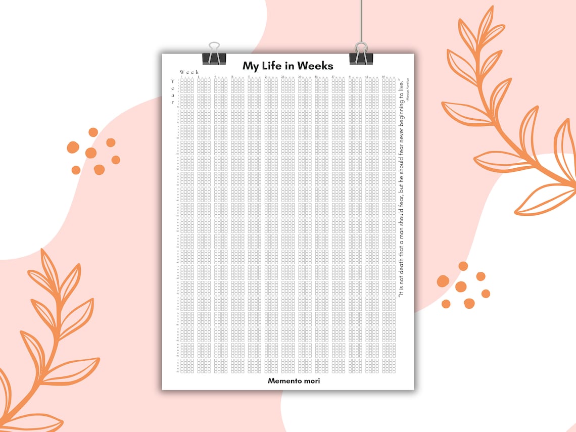 18*24 Memento Mori Poster - Life in Weeks Calendar, Unique Gift for Mom ...