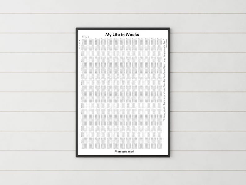 Memento Mori Poster Life in Weeks Calendar Motivation Tracker Personal ...