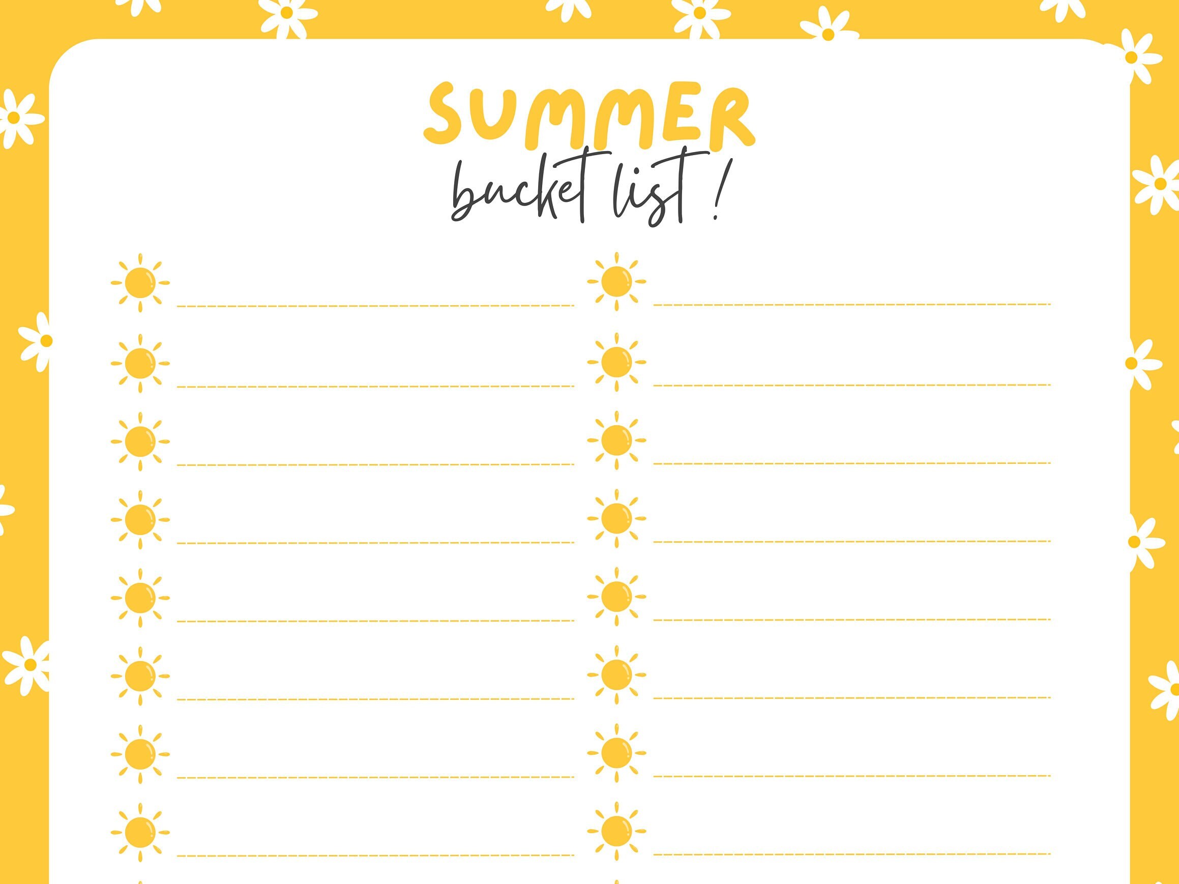 Summer Bucket List Printable - Fun Fillable PDF, High-quality Jpgs ...