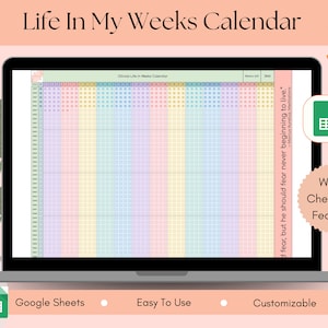Personalized Life in Weeks Calendar | Memento Mori Google Sheets ...