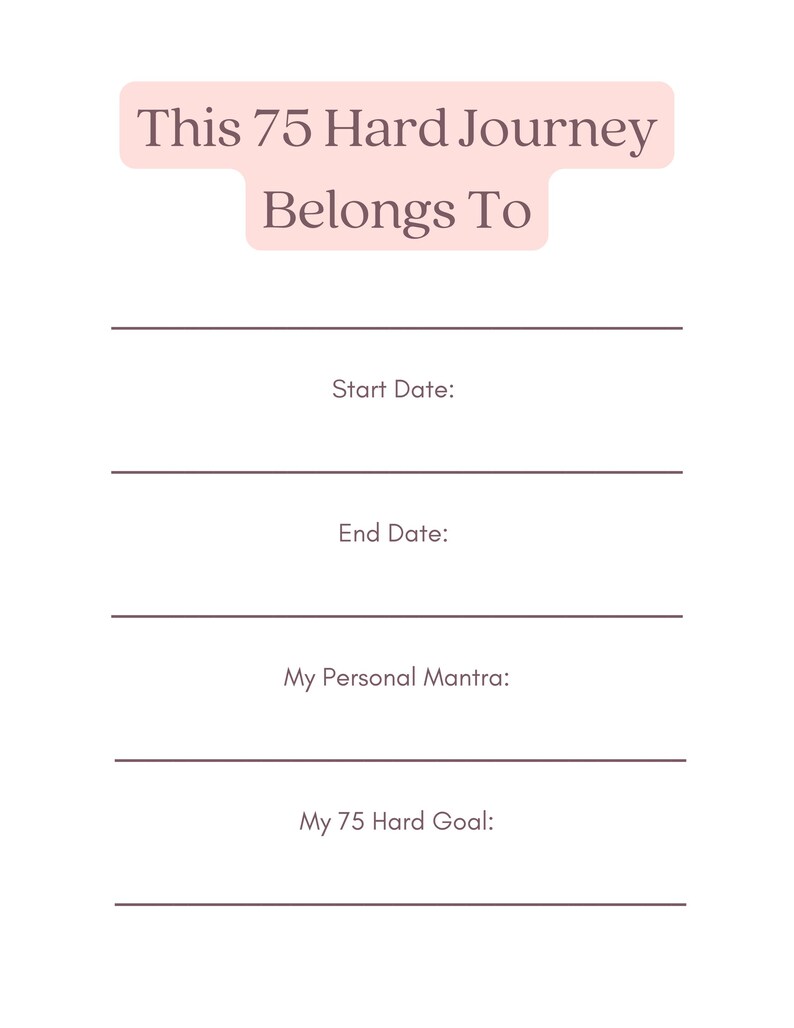 75 Hard Challenge Printable Planner 32-page Fitness and Mental Tracker ...