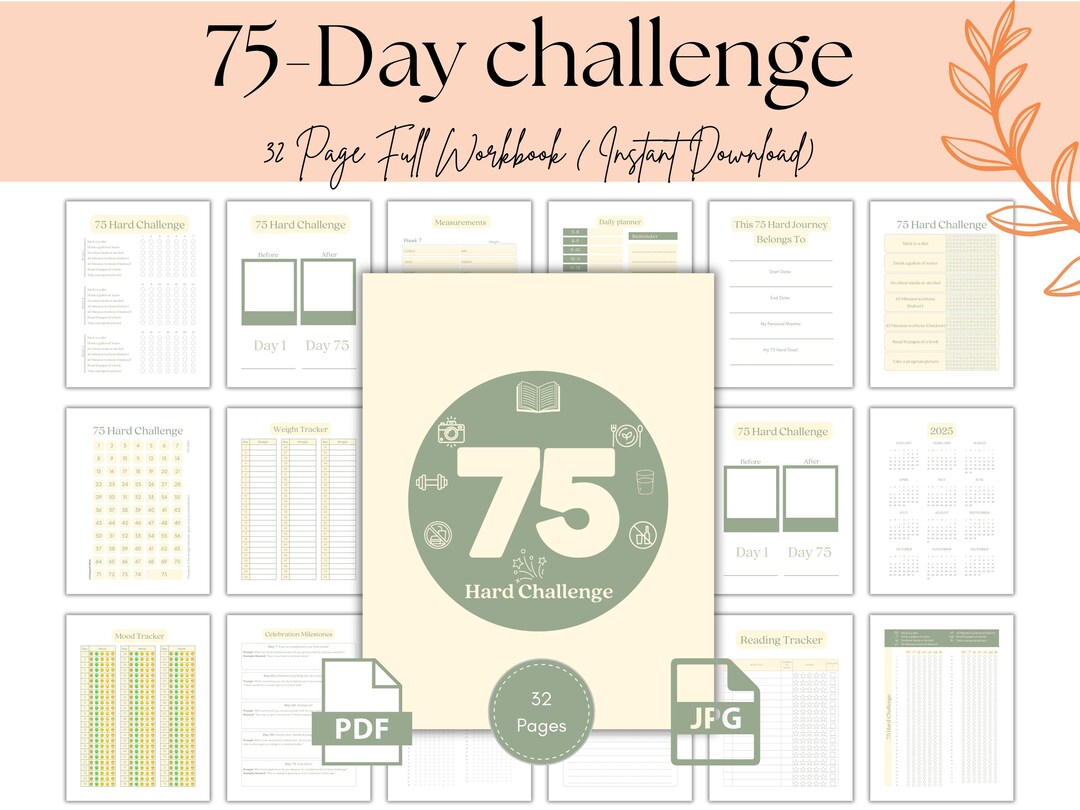 75-day Wellness Challenge Printable, Daily Fitness & Habit Tracker PDF ...