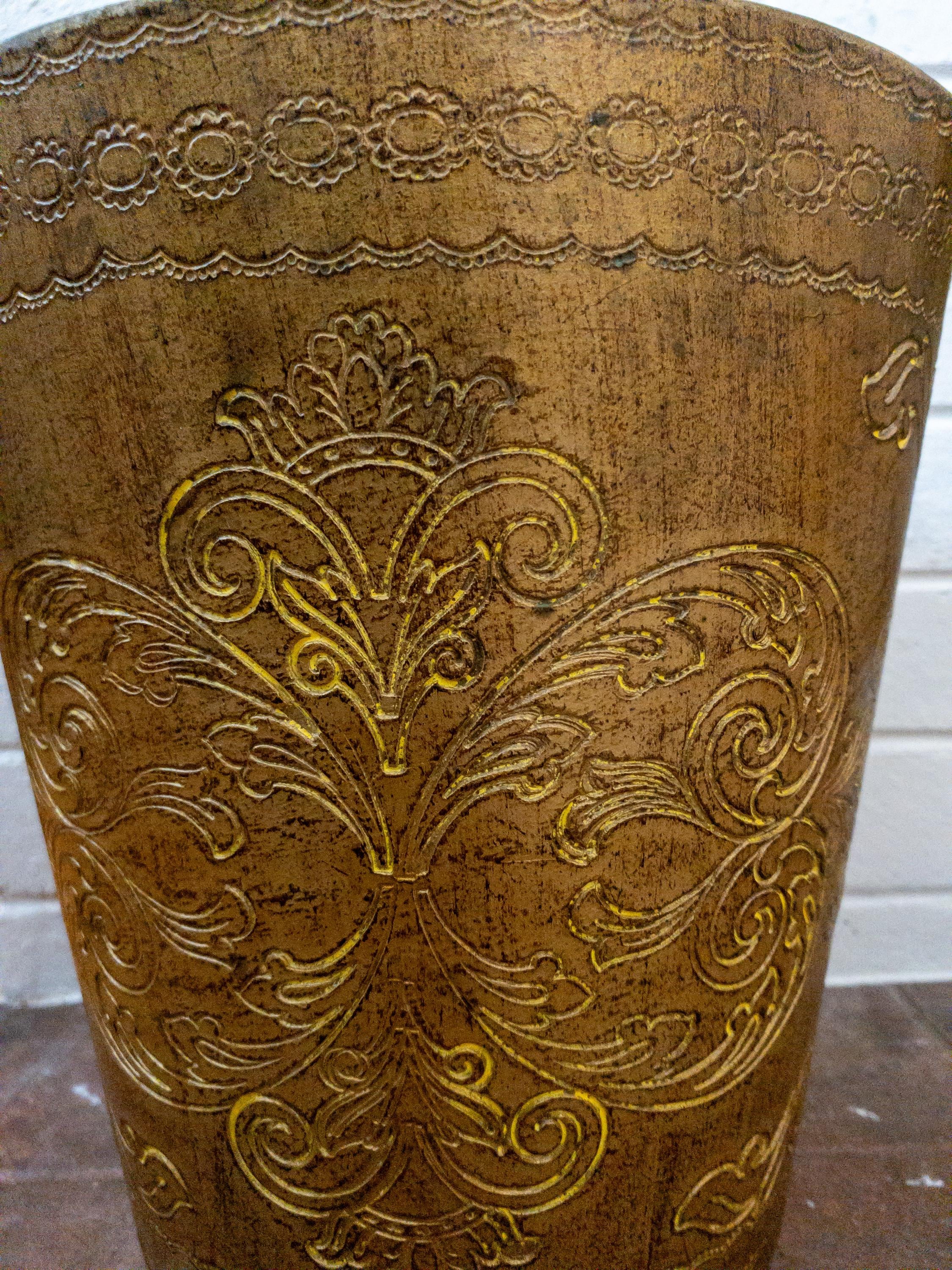 Vintage 60s Mid Century Italian Florentine Hand Painted Gilt Waste ...