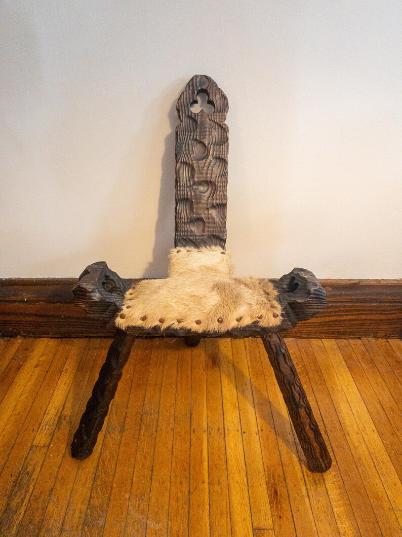 Vintage Mid Century Brutalist Spanish Birthing Stool | Carved Wood ...