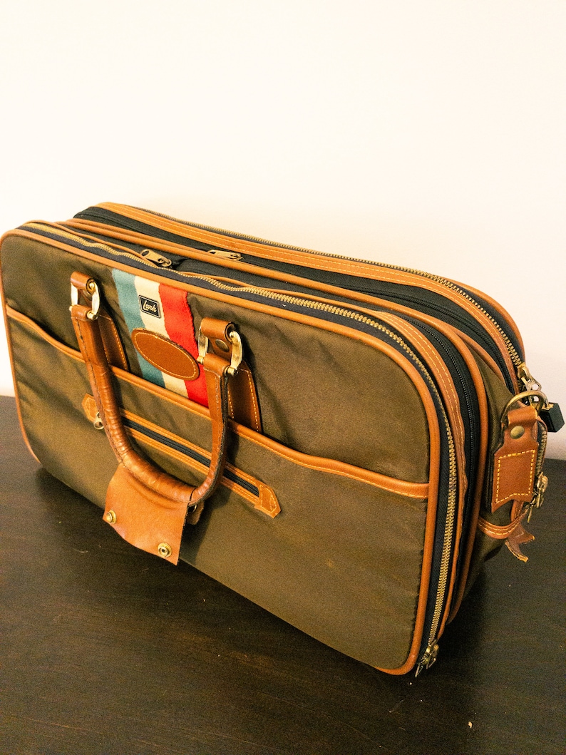 Vintage 1970s Lark Luggage Carry on Soft Side Suitcase |olive Green ...