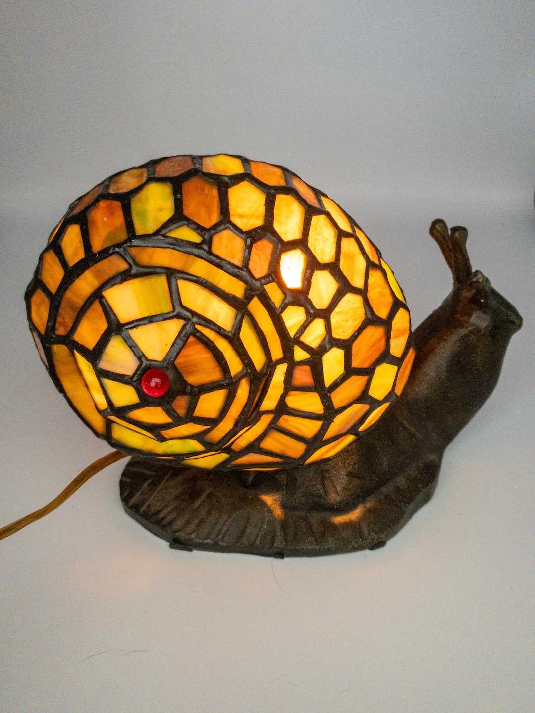 Tiffany Style Stained-glass Snail Accent Lamp | Nightlight | Art Deco ...