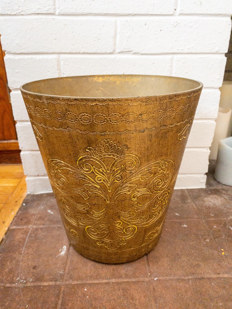 Vintage 60s Mid Century Italian Florentine Hand Painted Gilt Waste ...