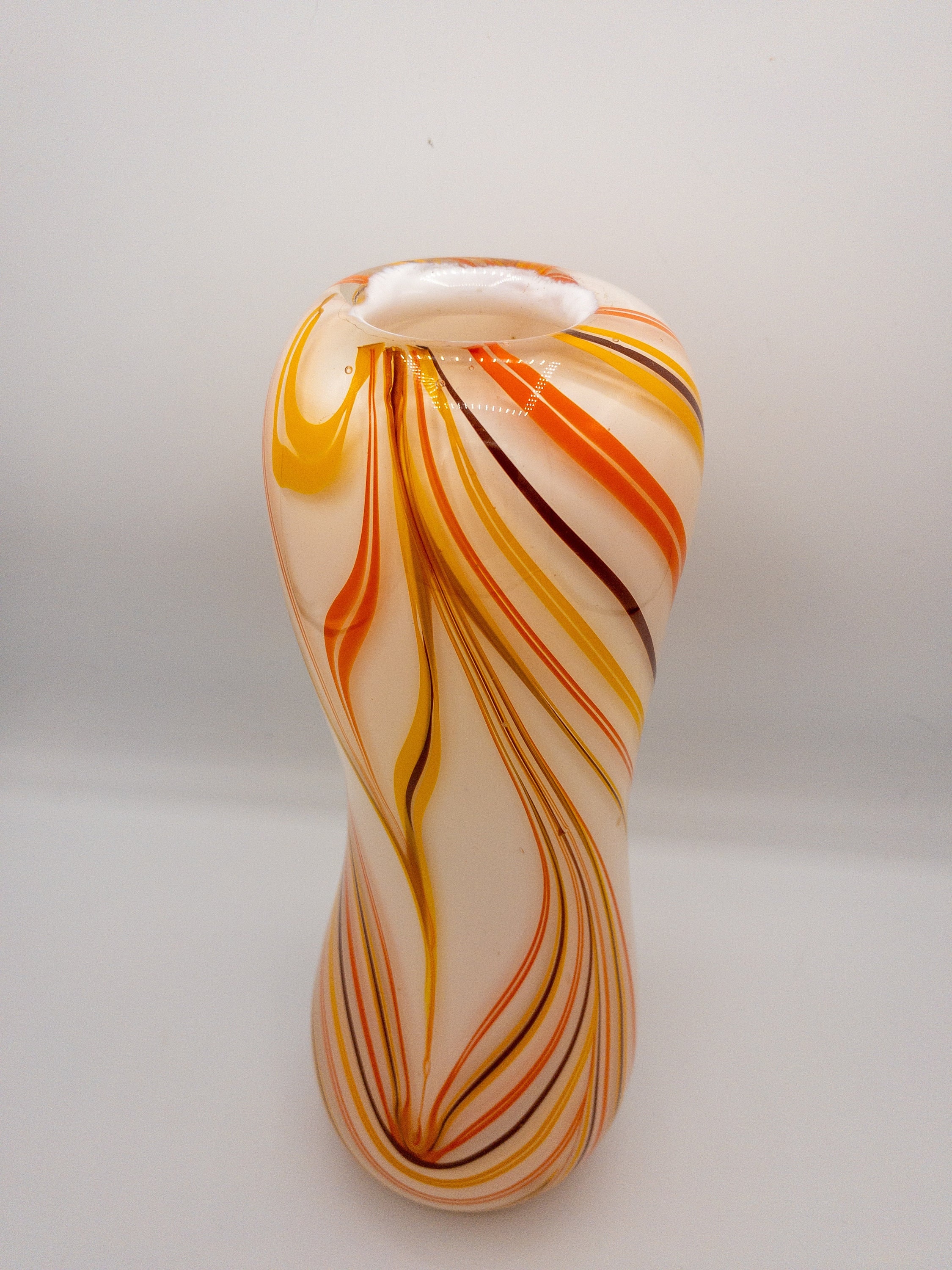 Vintage Handblown Art Glass Swirl Vase 11.5 Tall Signed WRK 1989 Yellow ...