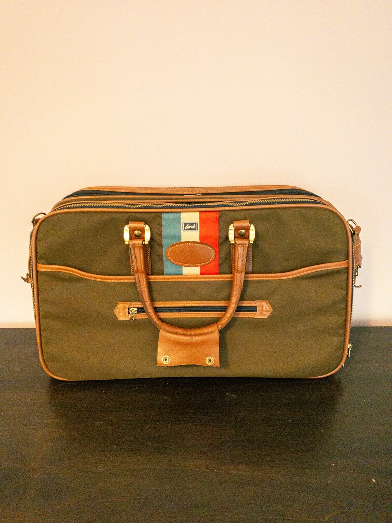 Vintage 1970s Lark Luggage Carry on Soft Side Suitcase |olive Green ...
