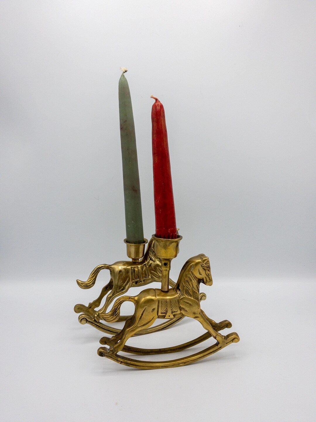 Set of 2 | Vintage 1970s Brass Rocking Horse Candle Holders | Holiday ...