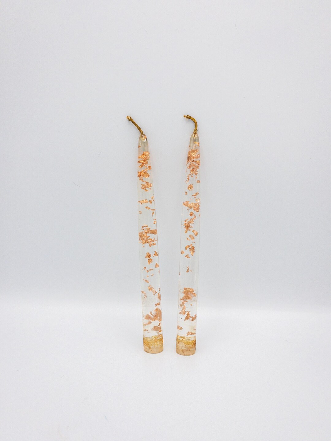 Set of 2 | Vintage 1960s Copper Flake Clear Lucite Taper Candles | MCM ...