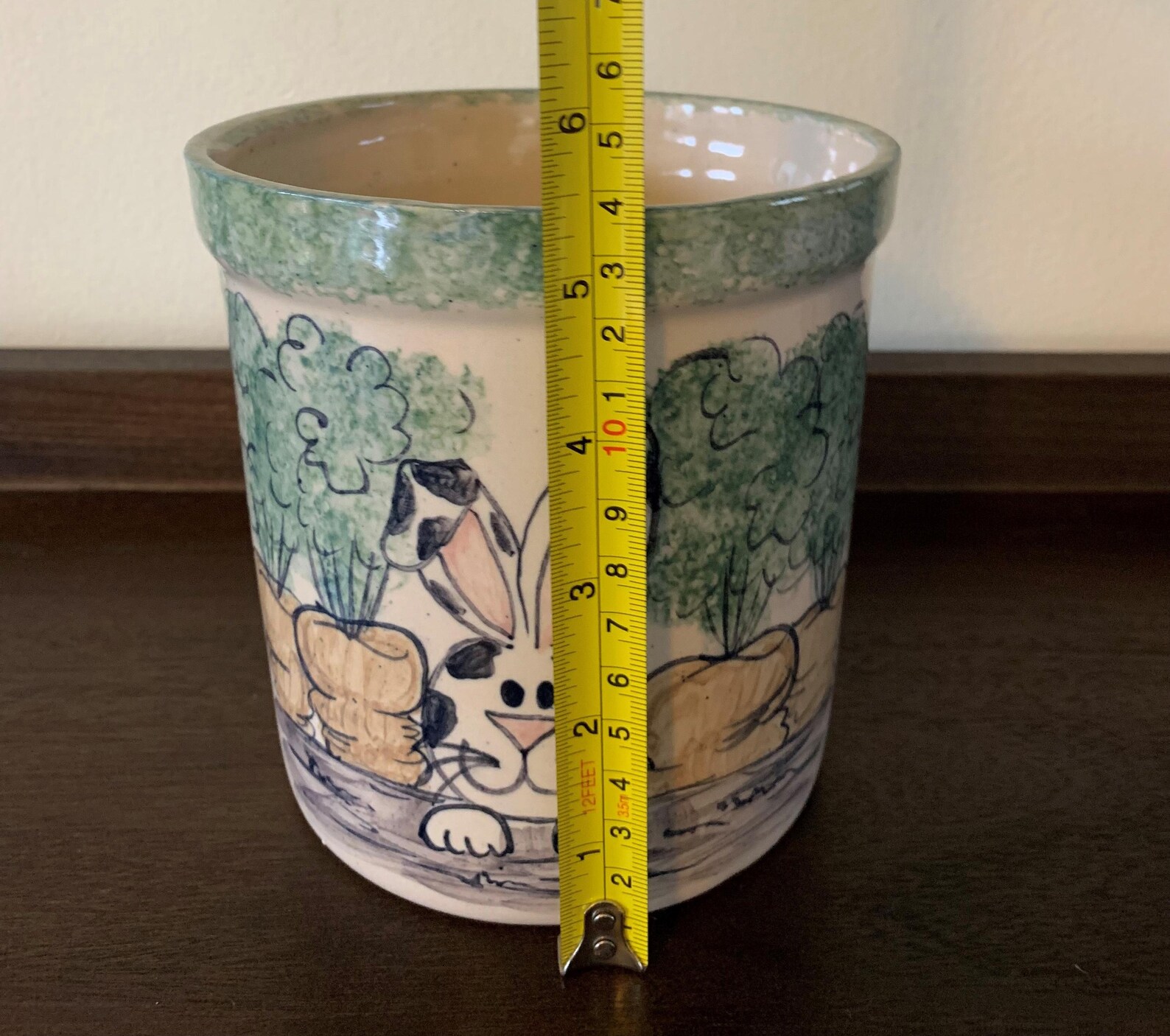 Vintage Crock Bunny Rabbit Pottery: Signed Farmhouse Utensil Holder - Etsy