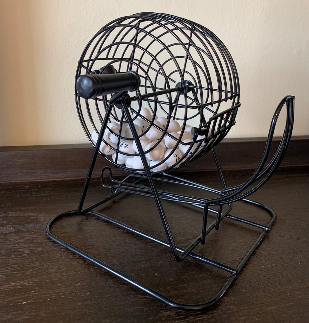 Home Décor Vintage Bingo Spinner Cage Cup Ball Catcher and Track Balls ...