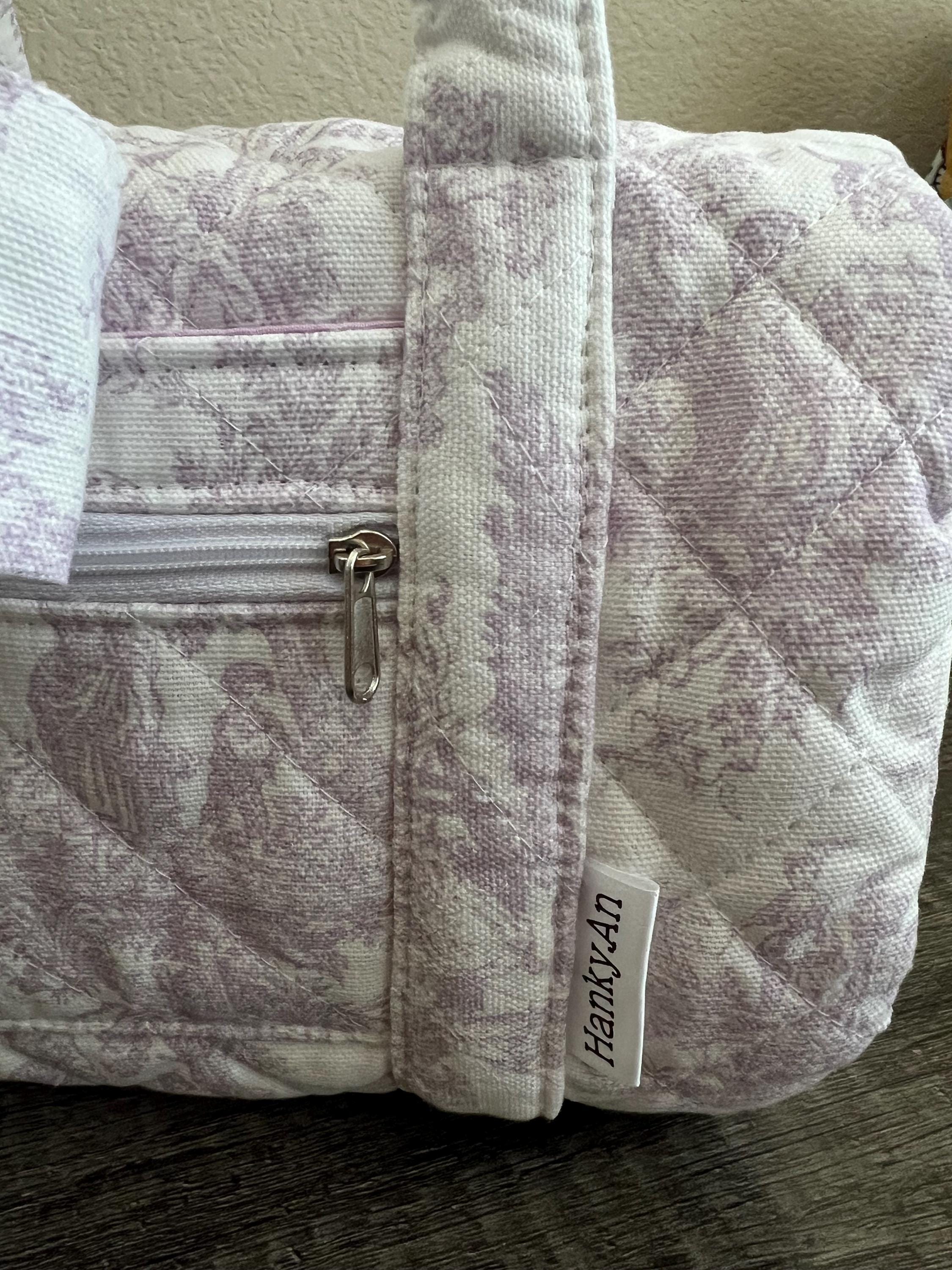 Floral Quilted Duffle Bag Travel Bag With Bow Cotton Toiletry Bag Cute ...